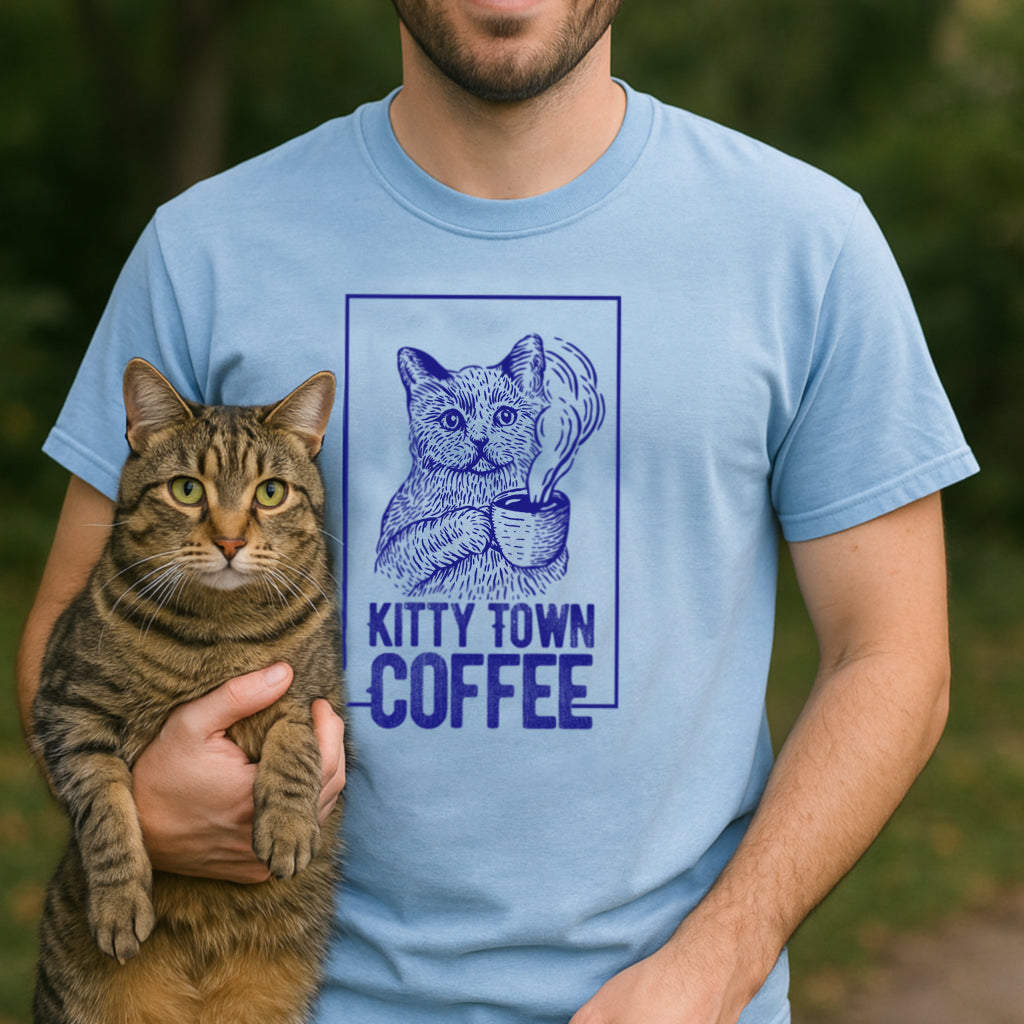 Kitty Town Logo T-Shirt - Light Blue – Kitty Town Coffee