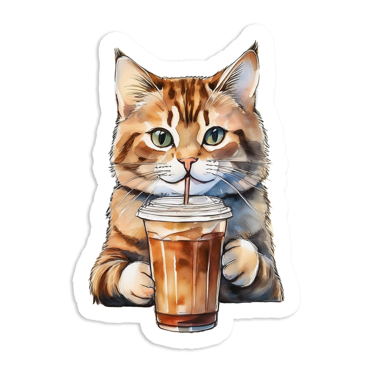 Iced Coffee Kitty Sticker – Kitty Town Coffee